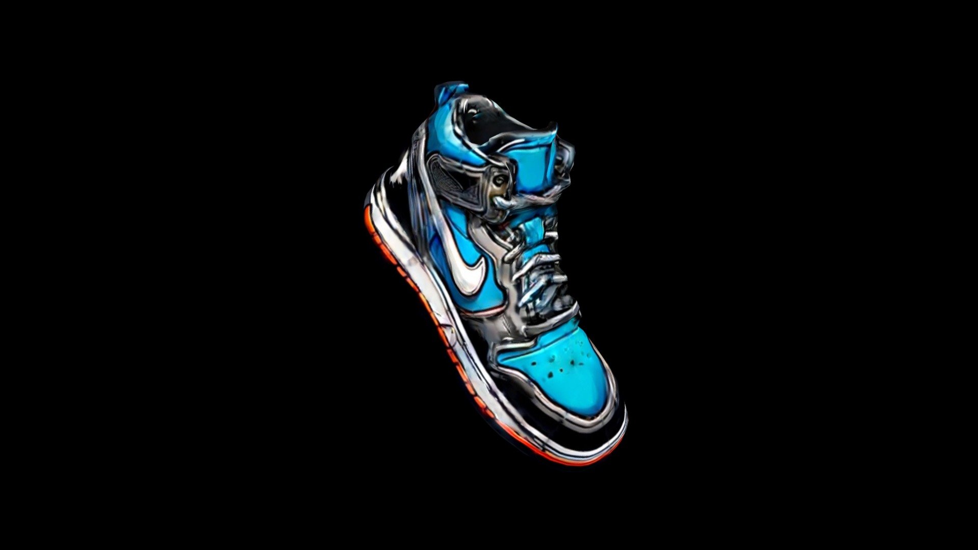 A cartoon image of a Nike sneaker in blue and gr - Download Free 3D ...