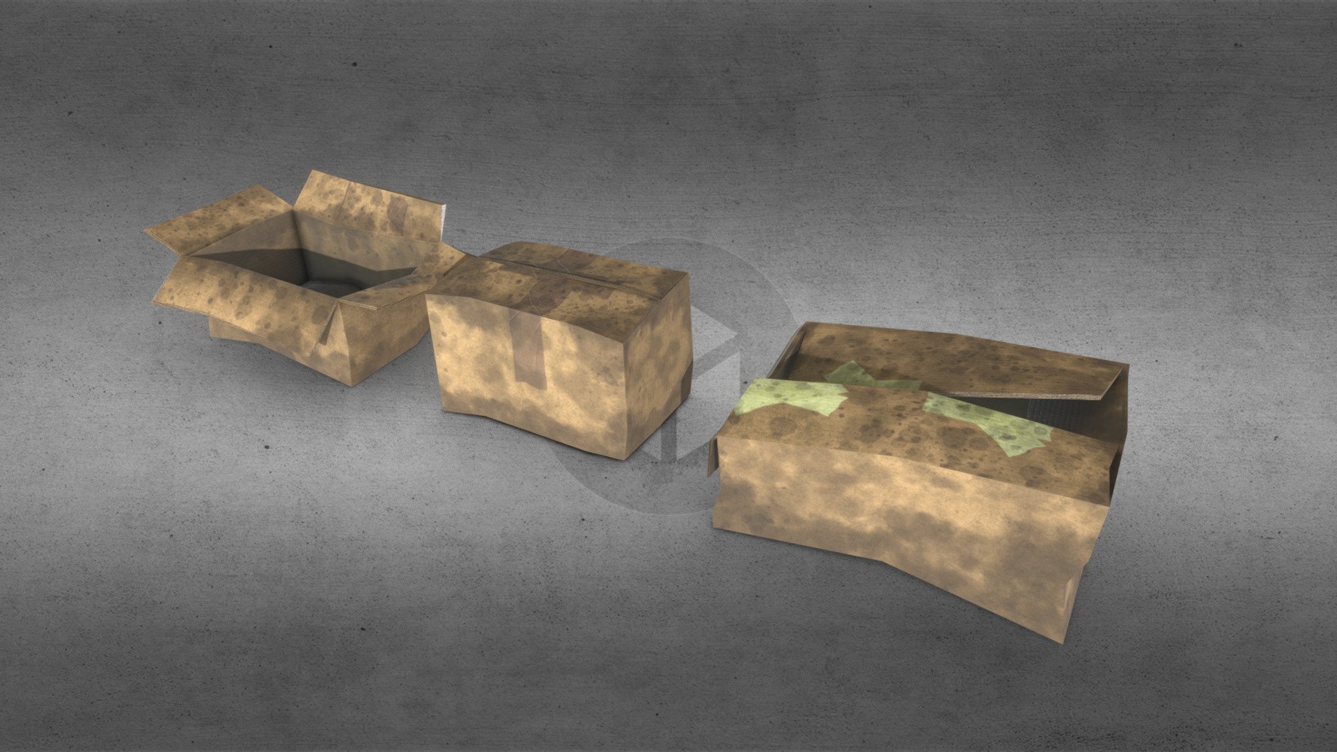 Dirty Carton Boxes - 3 Piece Set - Buy Royalty Free 3D model by Sunbox ...
