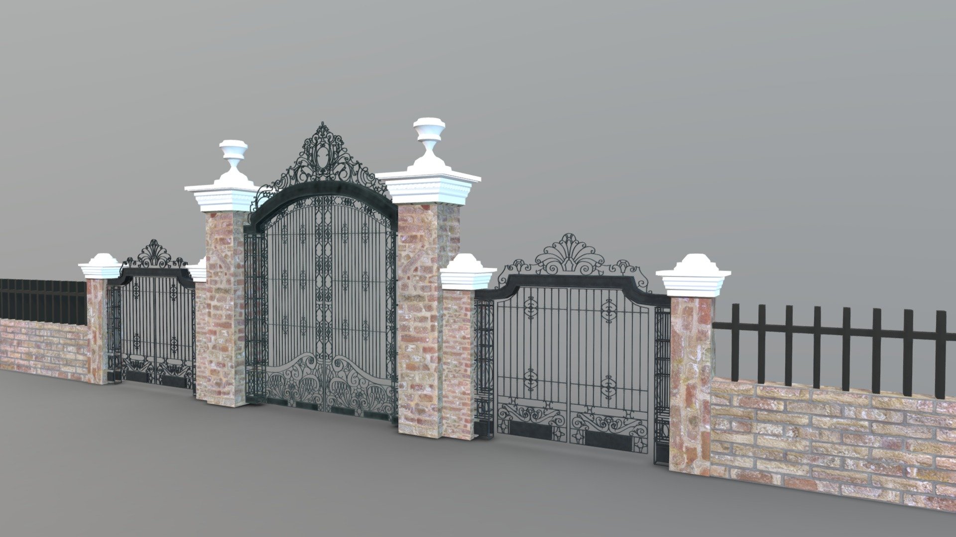 The mansion gate - Download Free 3D model by jichen66666 [40be16f] - Sketchfab