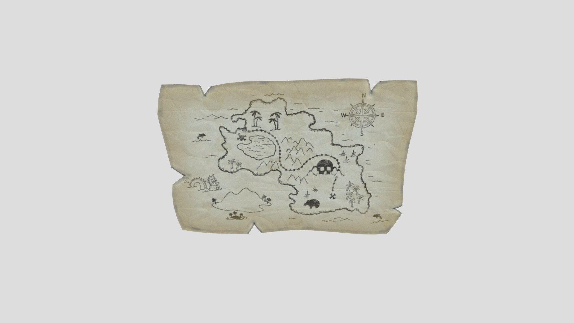 Cool_ Styled_ Pirate_ Map - Download Free 3D model by HiQ3D [40f7bc5 ...