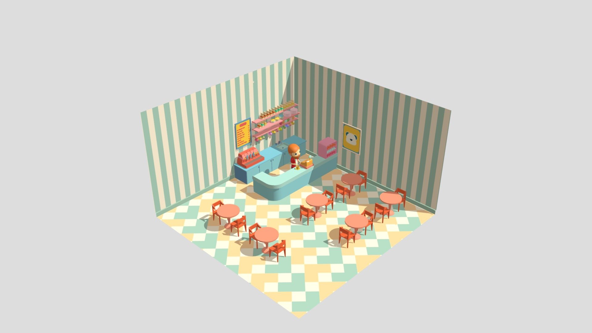 Low Poly Coffeeshop - 3D model by pinaryalcinkaya [41038ba] - Sketchfab