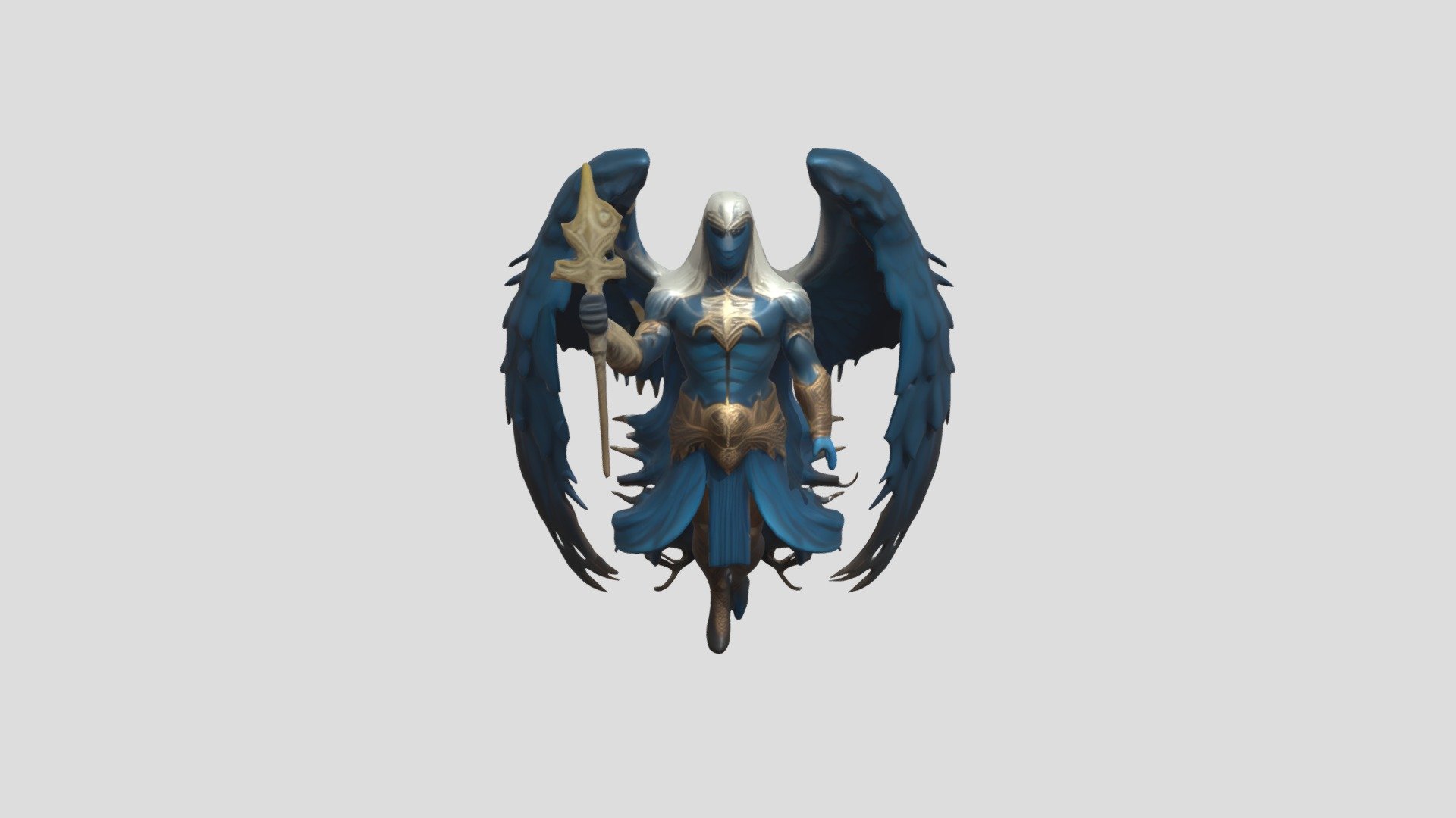 mythical winged warrior with staff - 3D model by vjagdeep20 [412679d ...