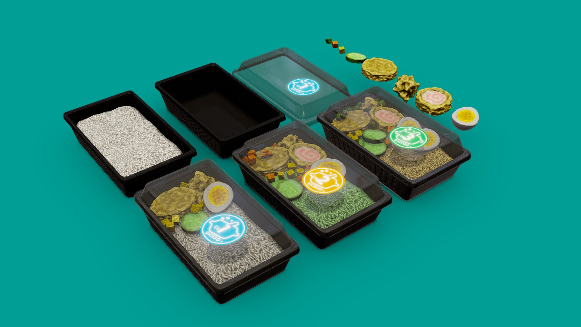 Rice Box Kit Food Game Asset Ready - Buy Royalty Free 3D model by ...
