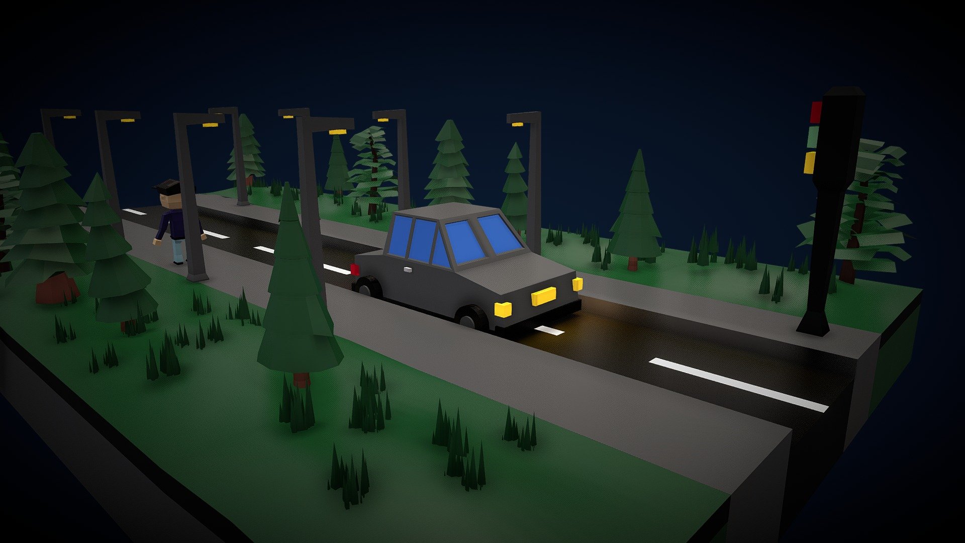 Road and Car - Low Poly - 3D model by haidarzafermoayad [413f8e7 ...