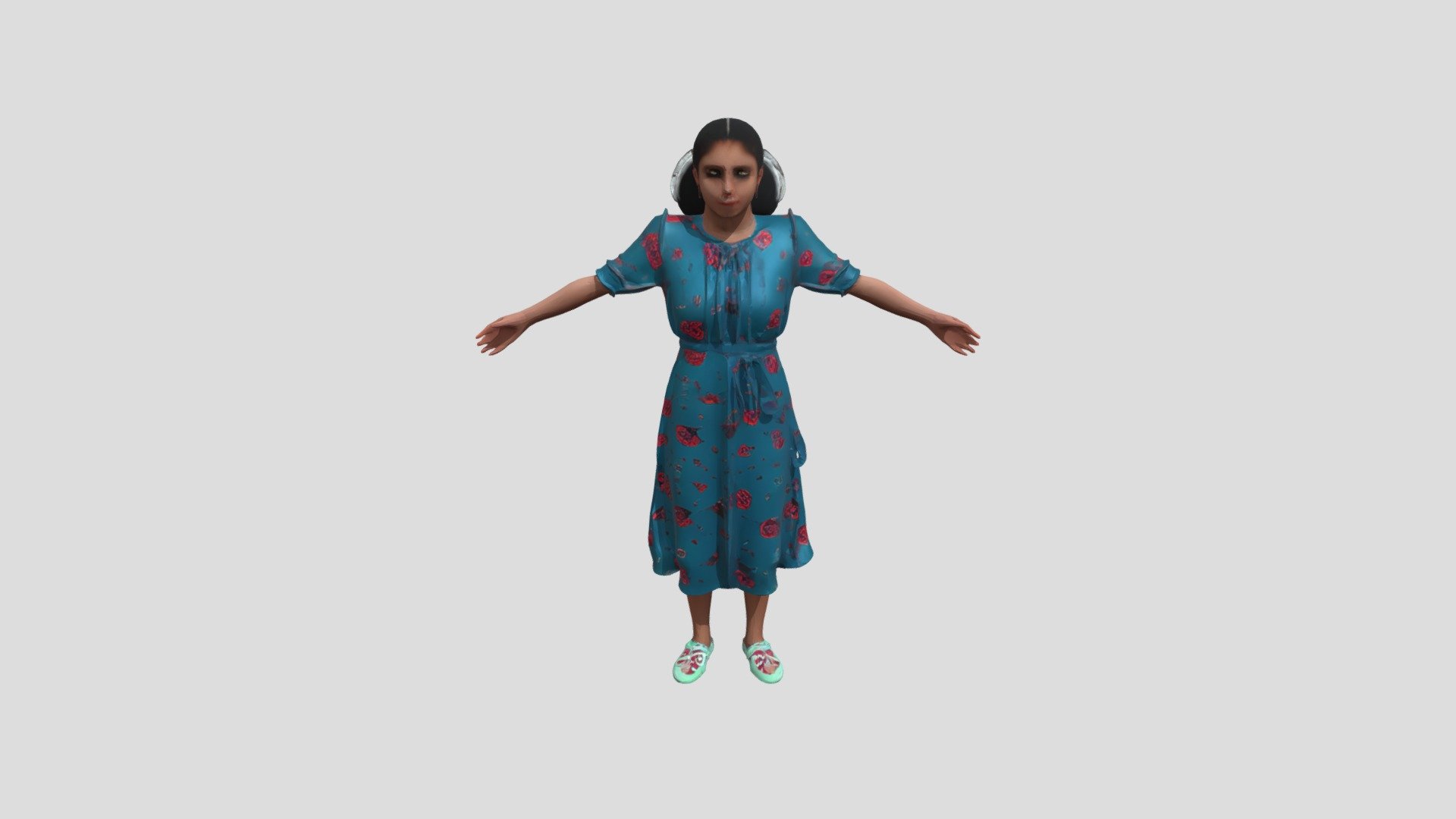 person in floral dress posing - 3D model by bhd.avik [413fe23] - Sketchfab