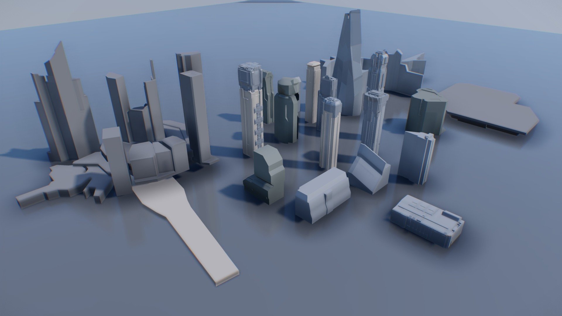 futuristic architecture set 17 - 3D model by ztrztr (@ztrztr3) [4146082 ...