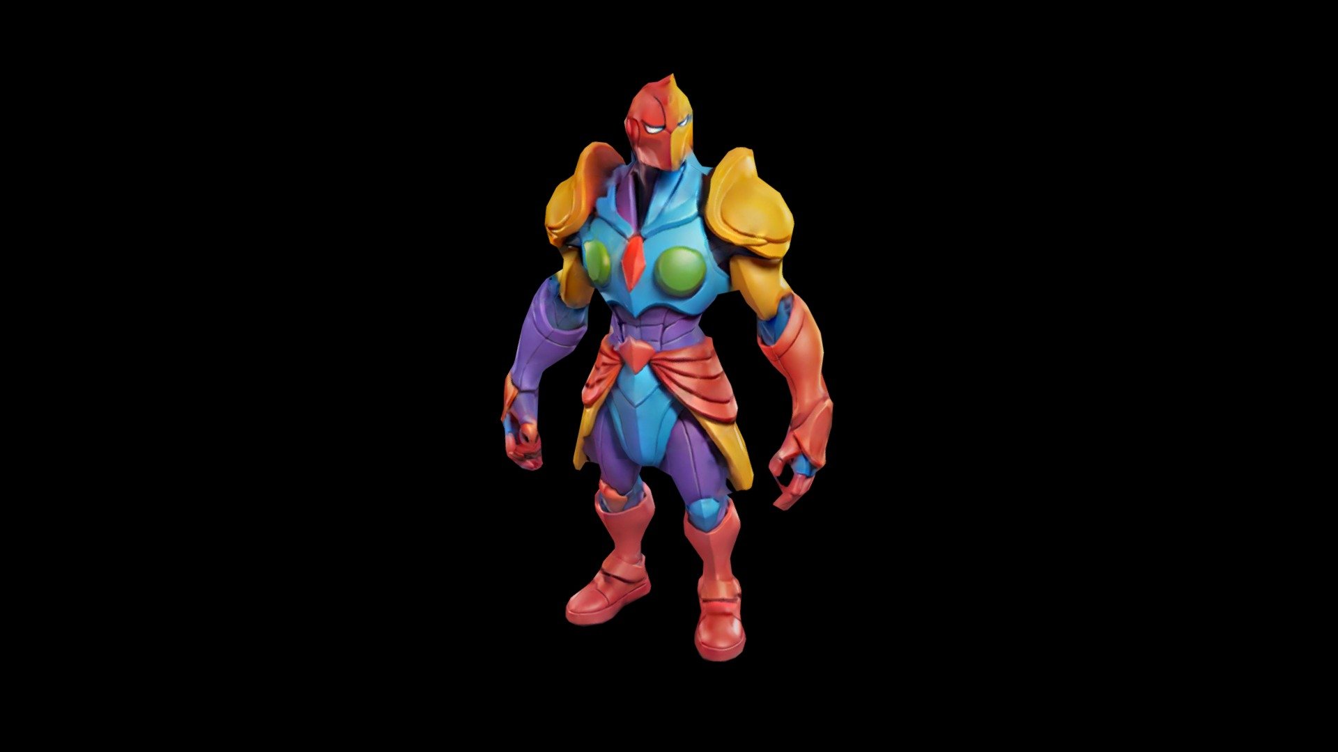 A colorful action figure with a red, orange, pur - Download Free 3D ...