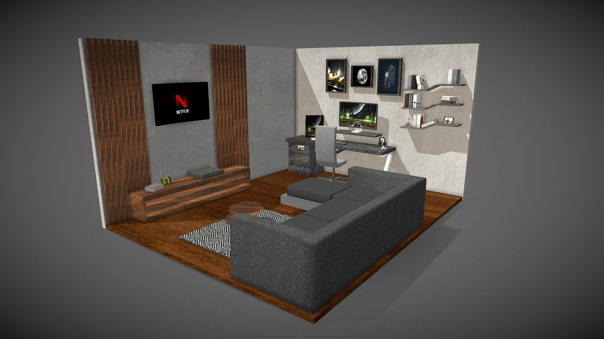 Living Room - Download Free 3D model by larissa_pf [417d126] - Sketchfab