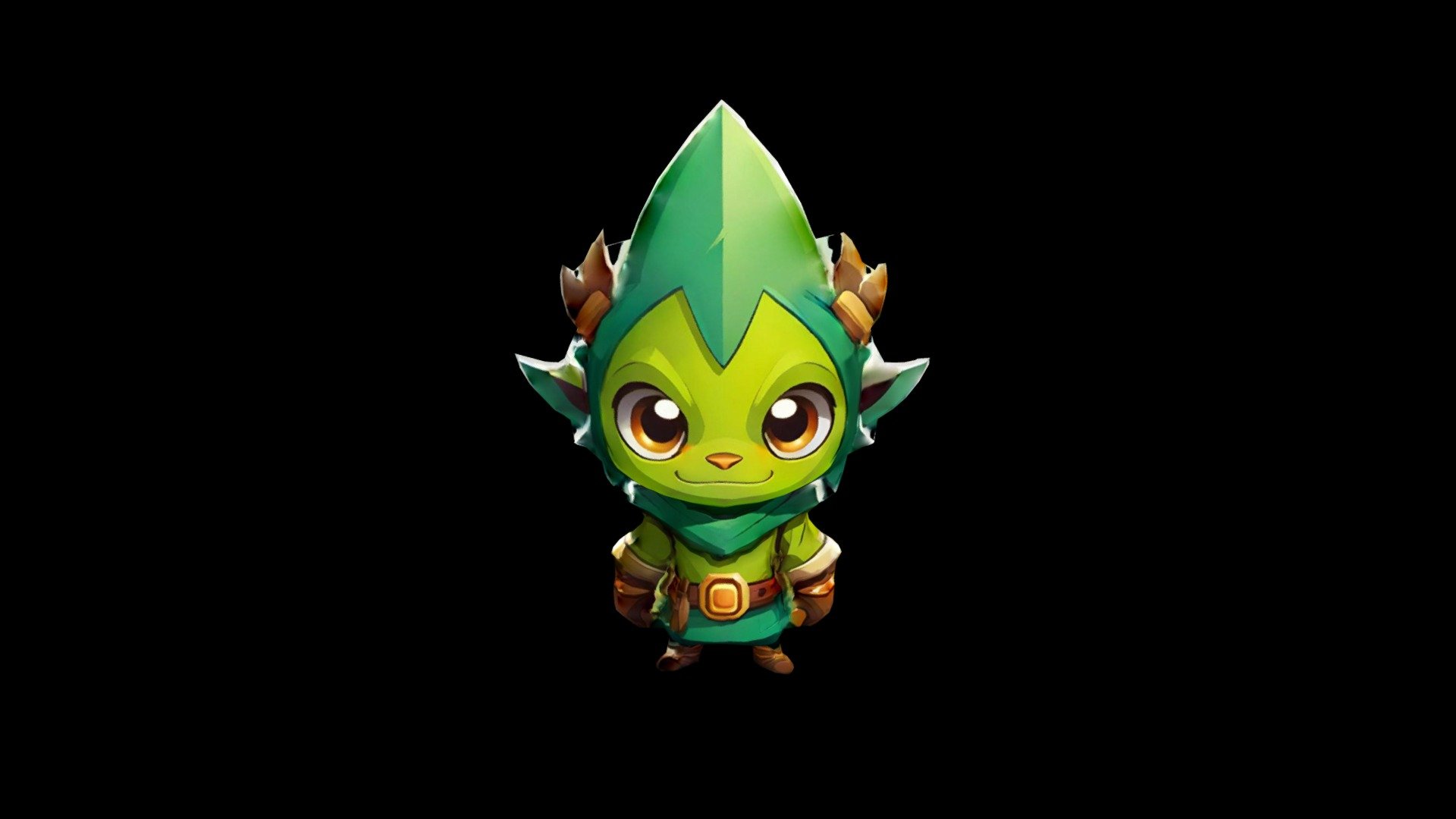 A cute, green character with a pointy helmet and - Download Free 3D ...