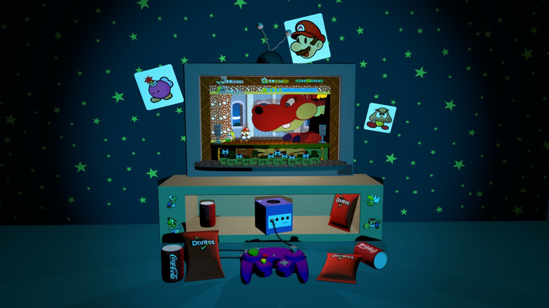 Paper Mario Room - 3D model by cesarrgomeza [418530b] - Sketchfab
