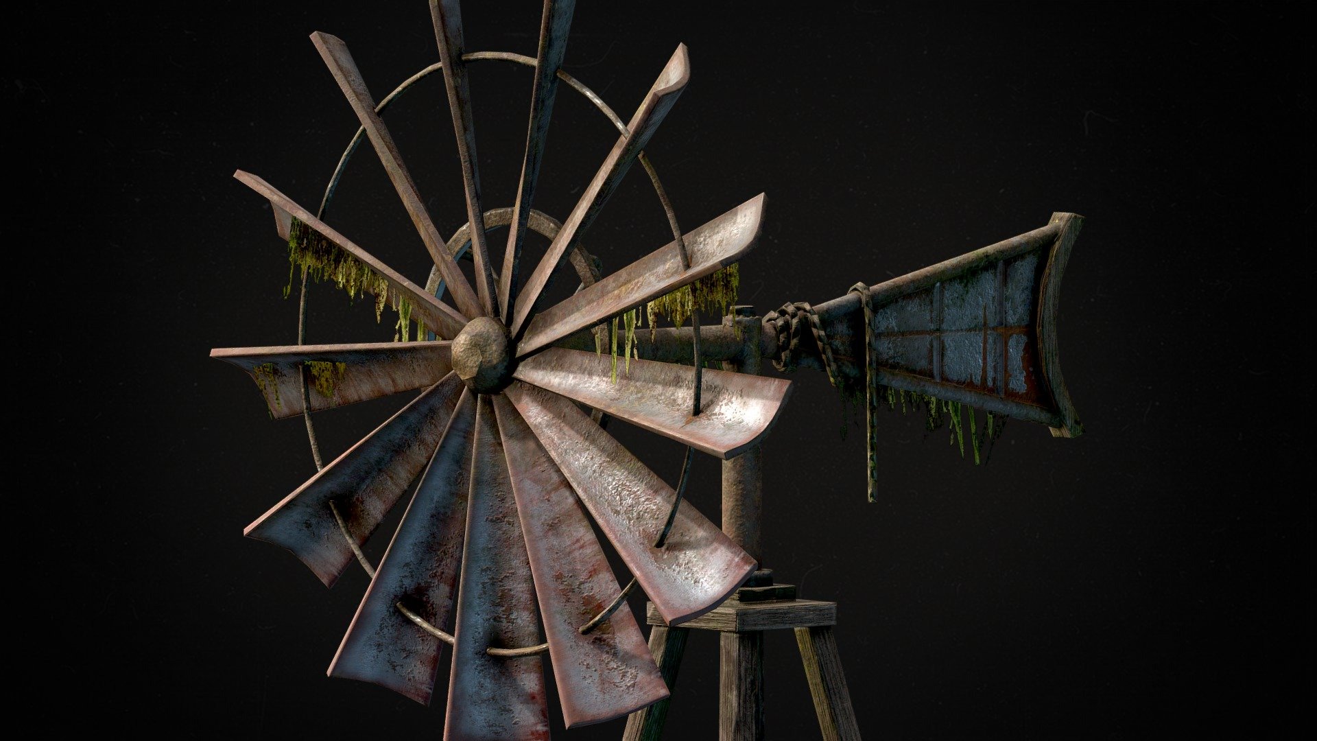Overgrown small windmill / wind turbine - Buy Royalty Free 3D model by ...