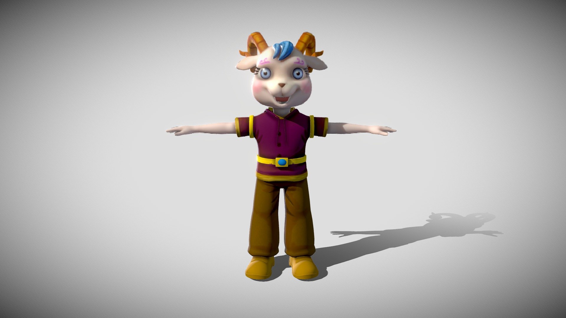 Cartoon sheep with a material binding 3D model - Buy Royalty Free 3D ...