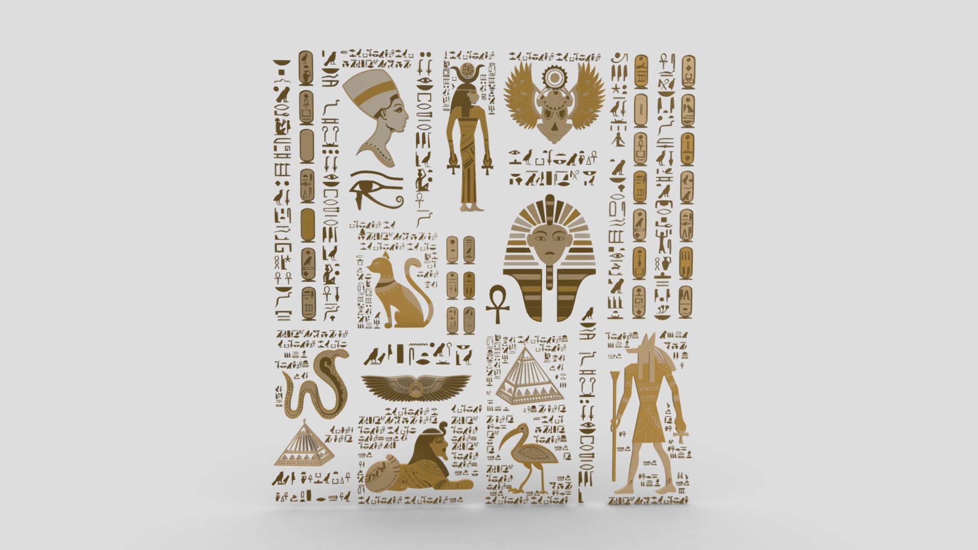 Egyptian Symbols - 044 - Buy Royalty Free 3D model by Vertex - Egyptian ...
