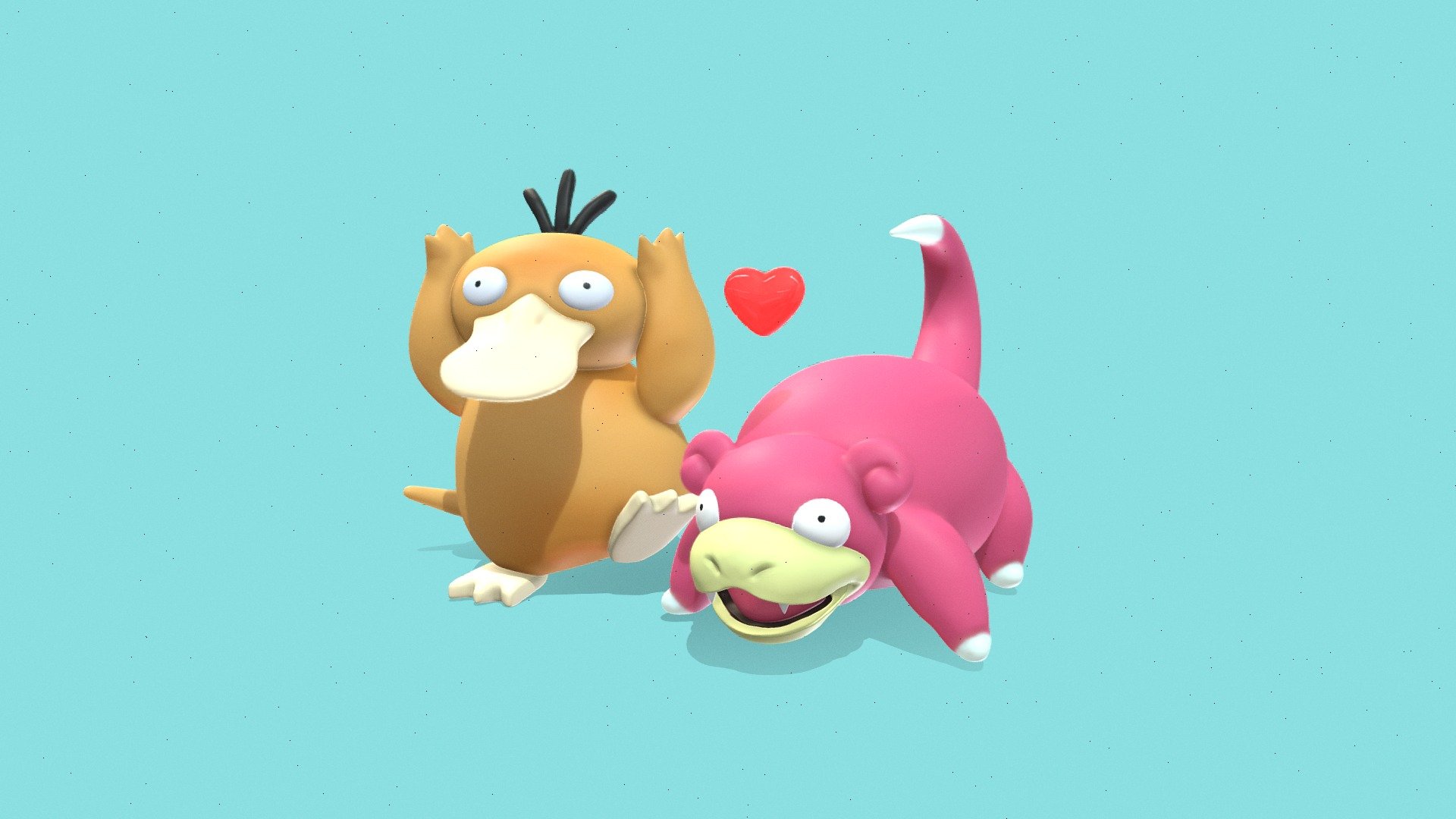 Slowpoke and Psyduck - 3D model by Kileora [41a80cd] - Sketchfab