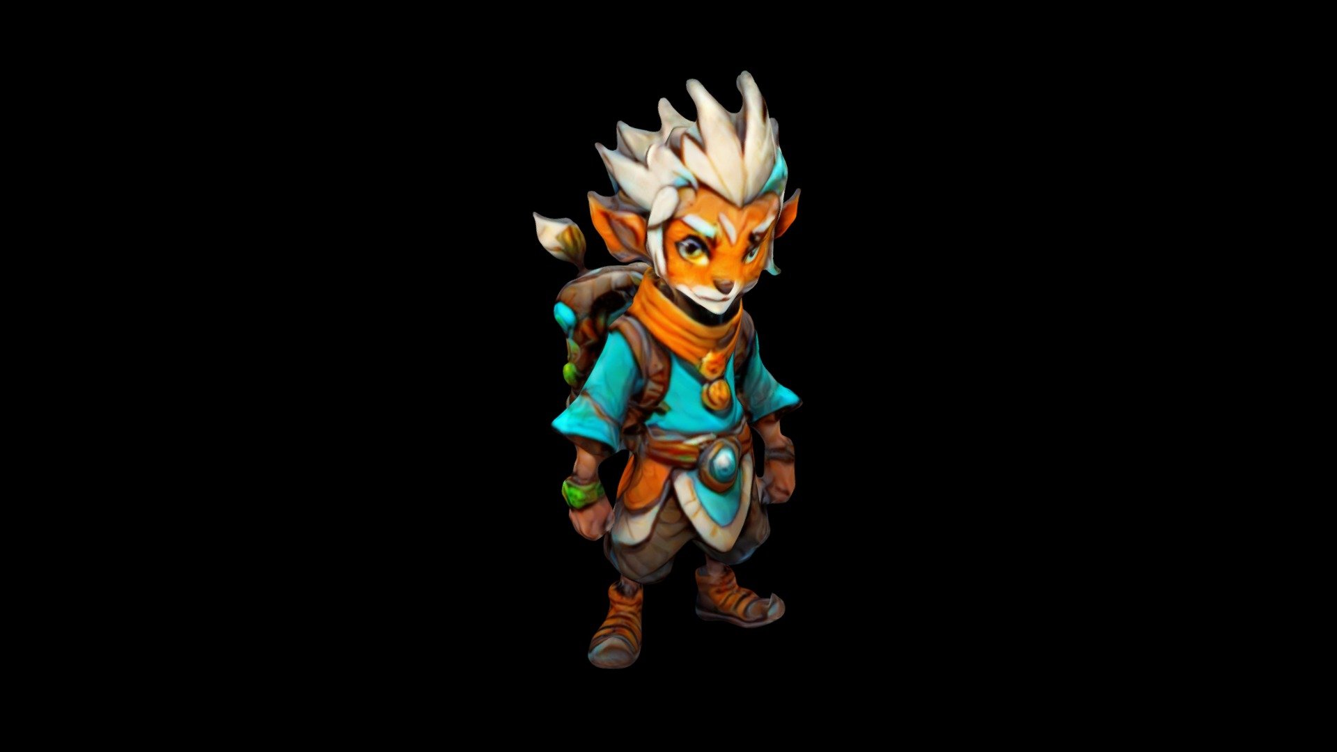 a male character with orange fur and white hair - Download Free 3D ...