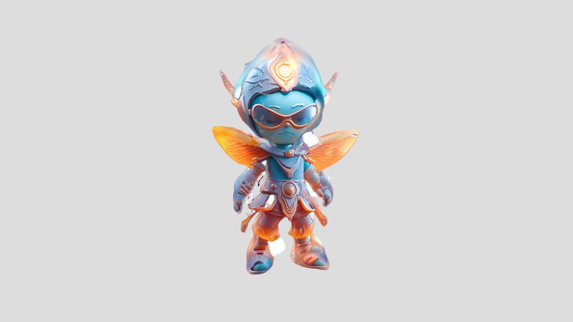 Blue and Orange Cartoon Character with Glasses - Download Free 3D model ...