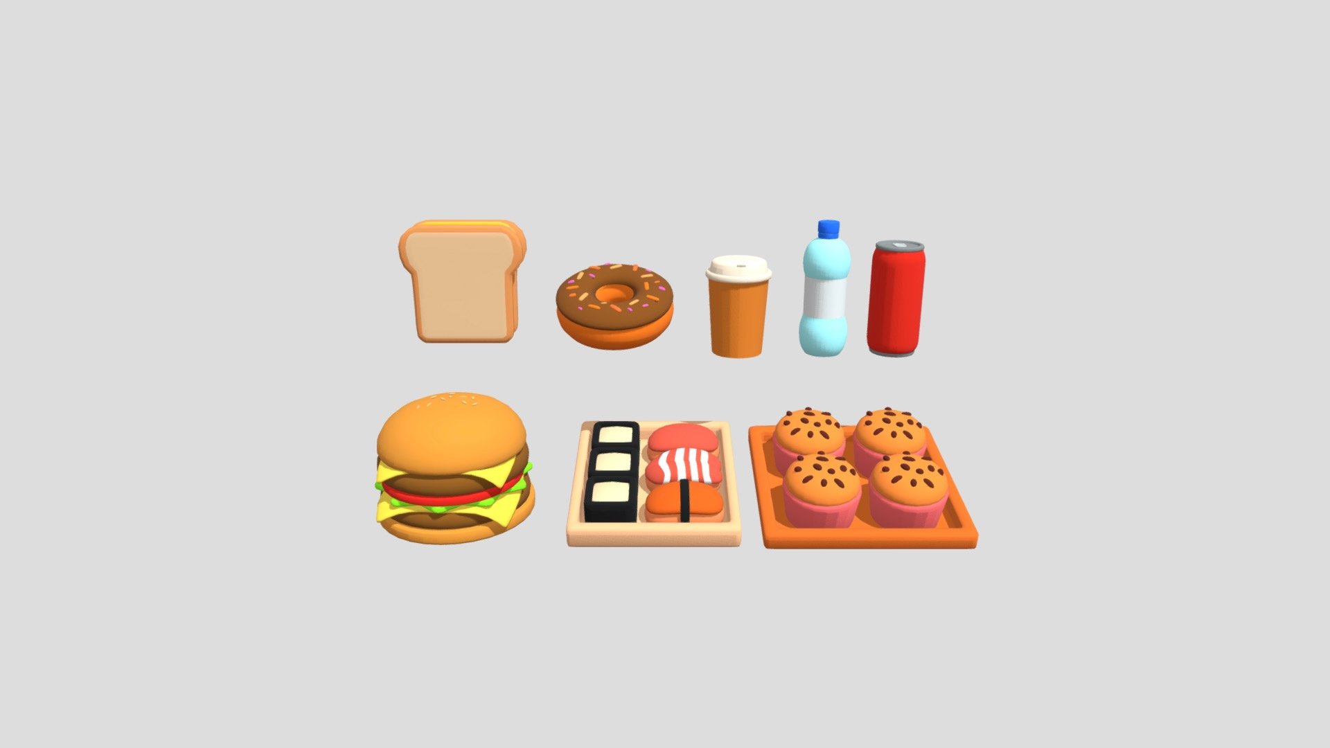 Low Poly Fast Food & Drinks - 3D model by akcayireem [41caefc] - Sketchfab
