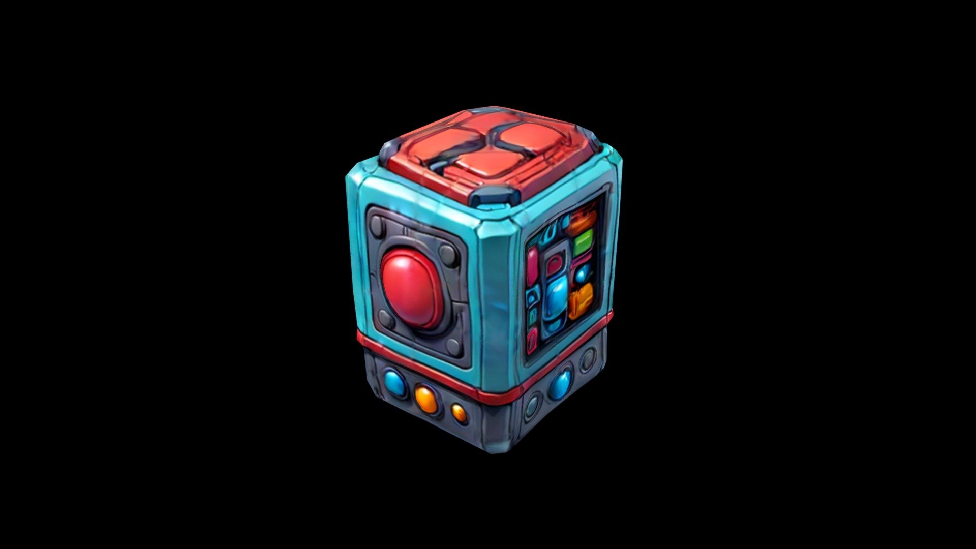 The cube toy has a teal frame, red and blue pane - Download Free 3D ...