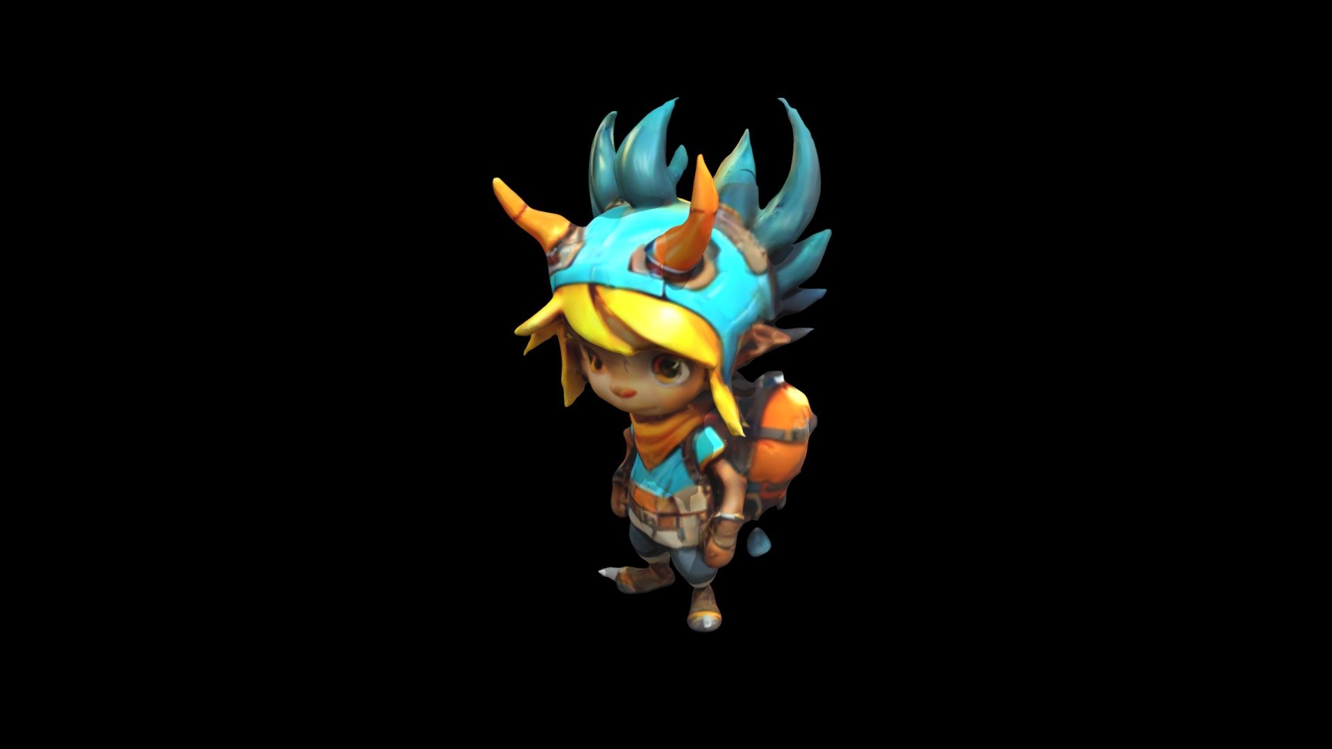 a cartoon character with horns and a backpack - Download Free 3D model ...