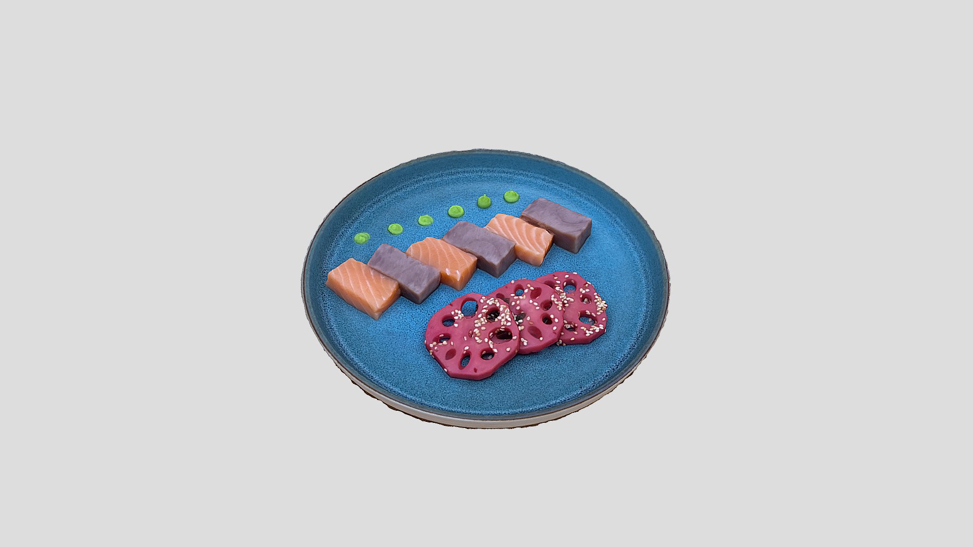 Home made sashimi with pink lotus - 3D model by Zoltanfood [420a2ea ...