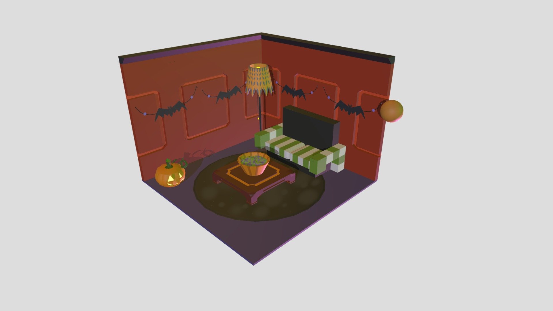 Spooky low poly living room (animation) - Download Free 3D model by ...