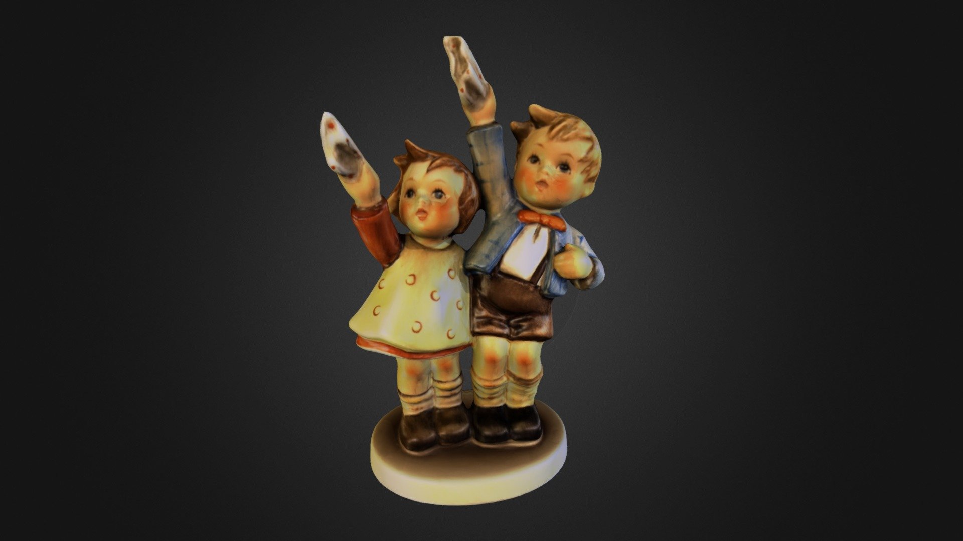 Girl and boy waving to goodbye figure by Hummel - 3D model by ...