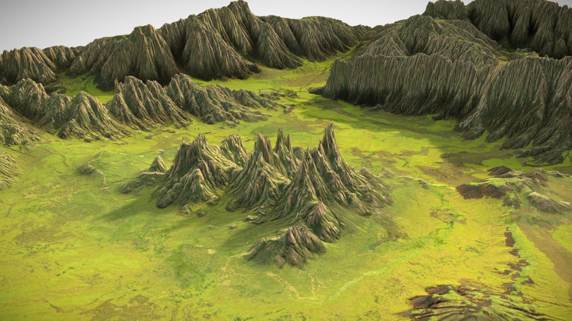 Green Mountains And Fertile Plains - Buy Royalty Free 3D model by Foto ...