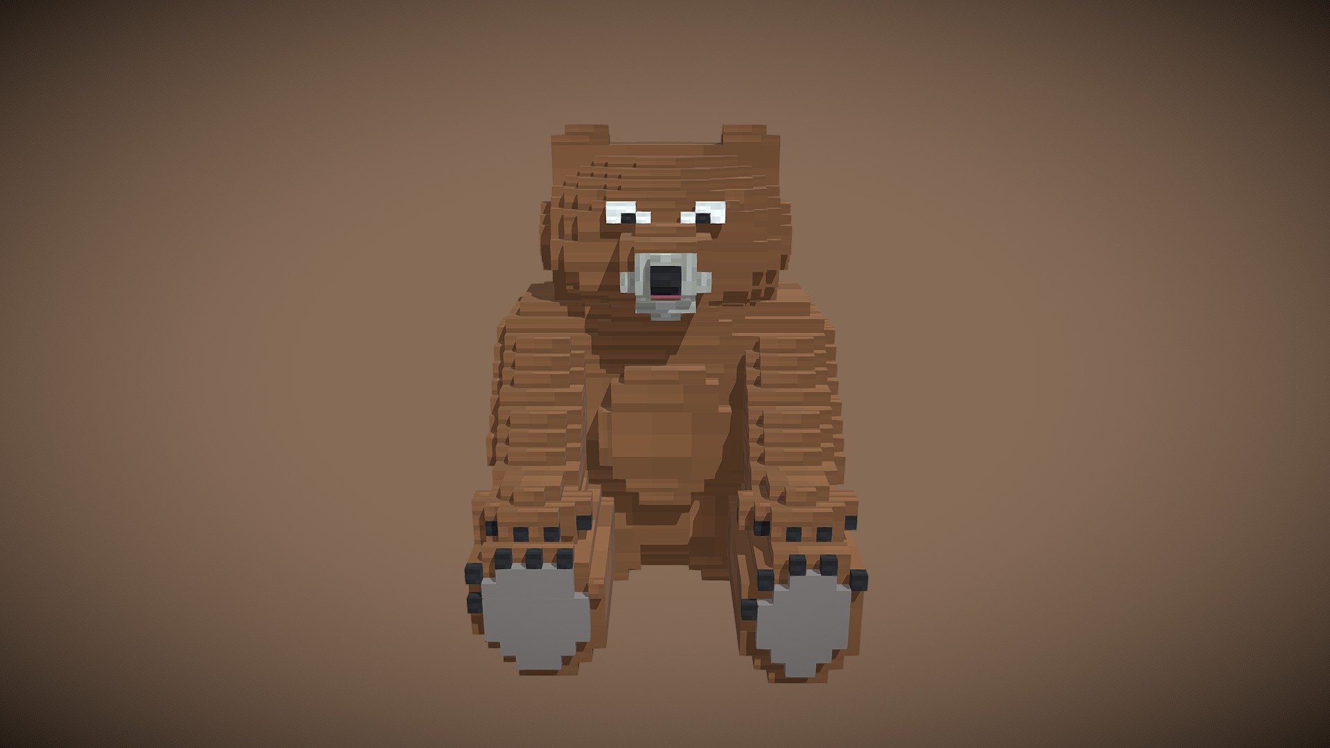 Sitting Brown Bear 3D Animal Model For Minecraft - 3D model by ...