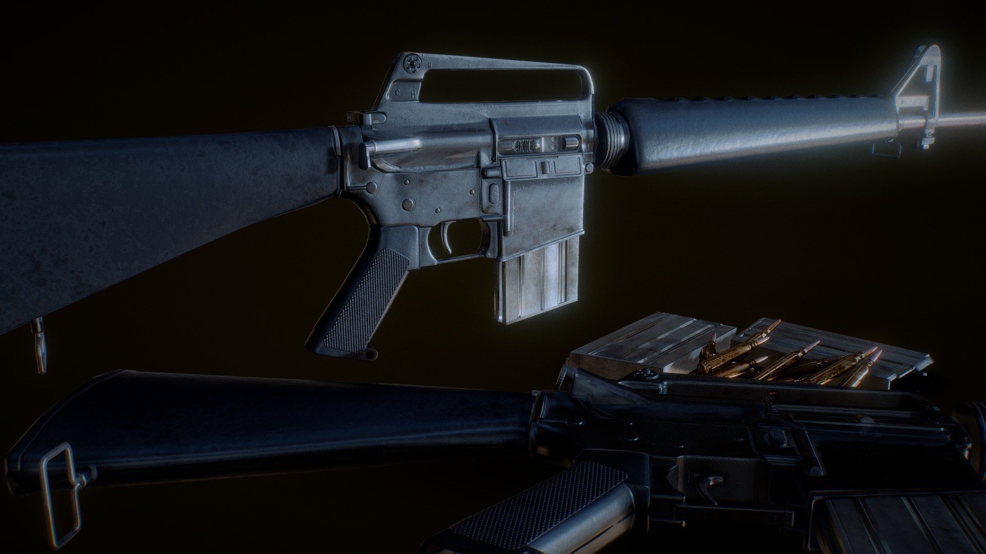 (UPDATED) M16A1 Game Ready Asset 10k Tris - 3D model by aut2 [425e105 ...