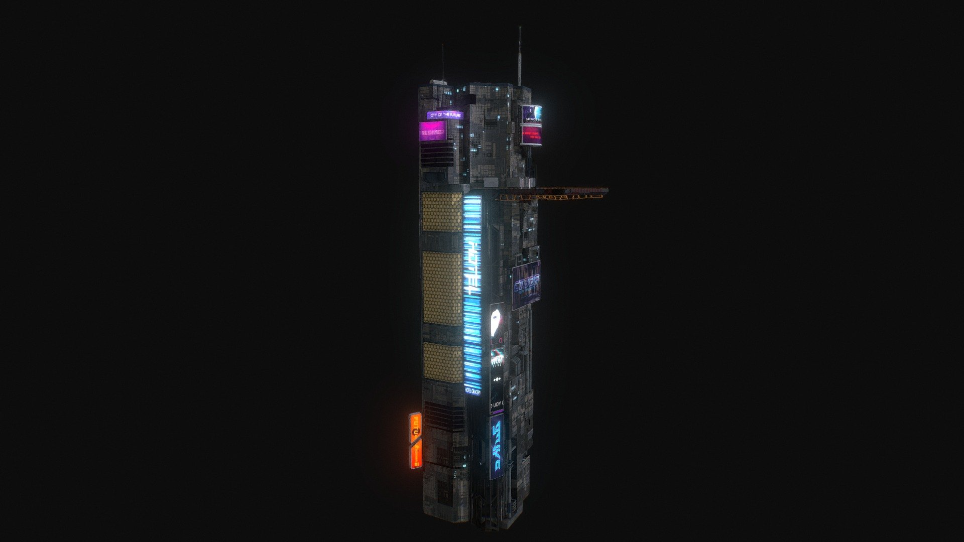 Cyberpunk Futuristic building Kitbash Bundle_007 - 3D model by Zippy ...