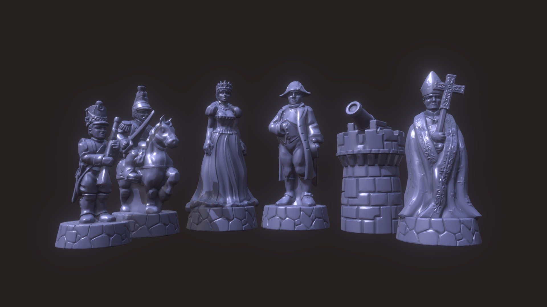 Chess set of France - 3D model by Nemo-MK2 [427defe] - Sketchfab