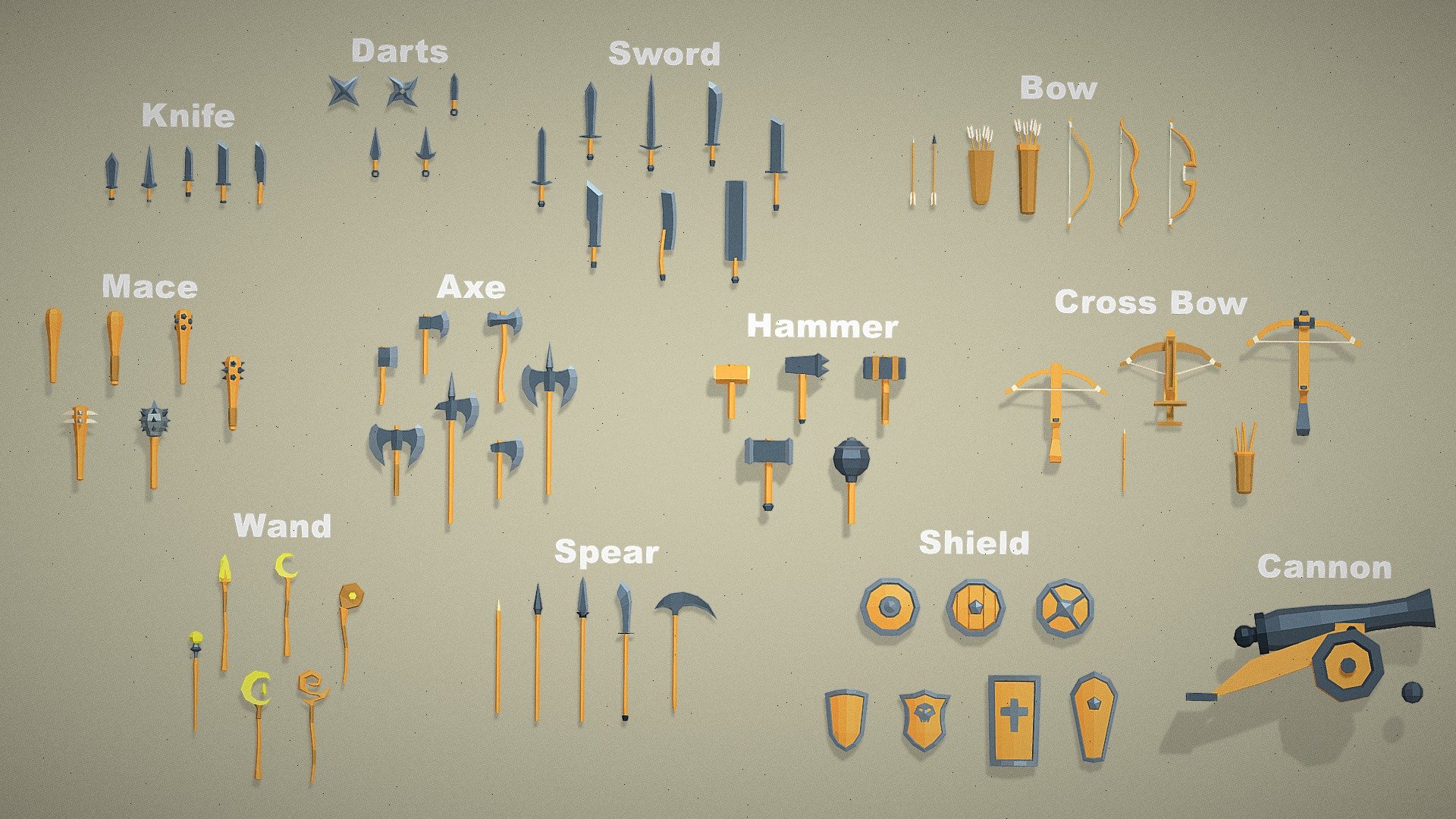 Weapons Pack - Medieval Weapons - 3D model by PolyOne Studio (@polyone ...
