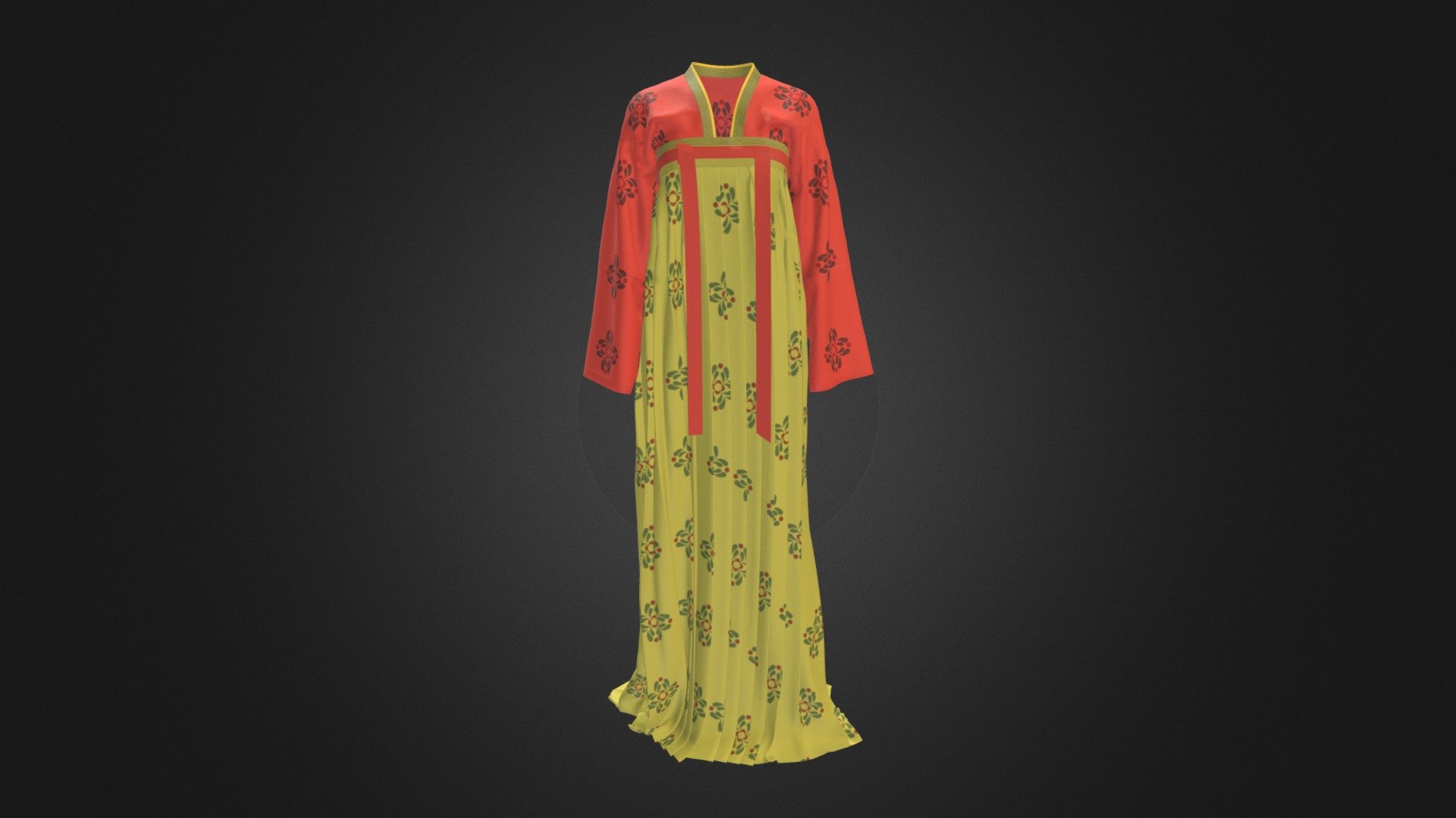 Tang Dynasty chest-length printed Hanfu - Download Free 3D model by ...