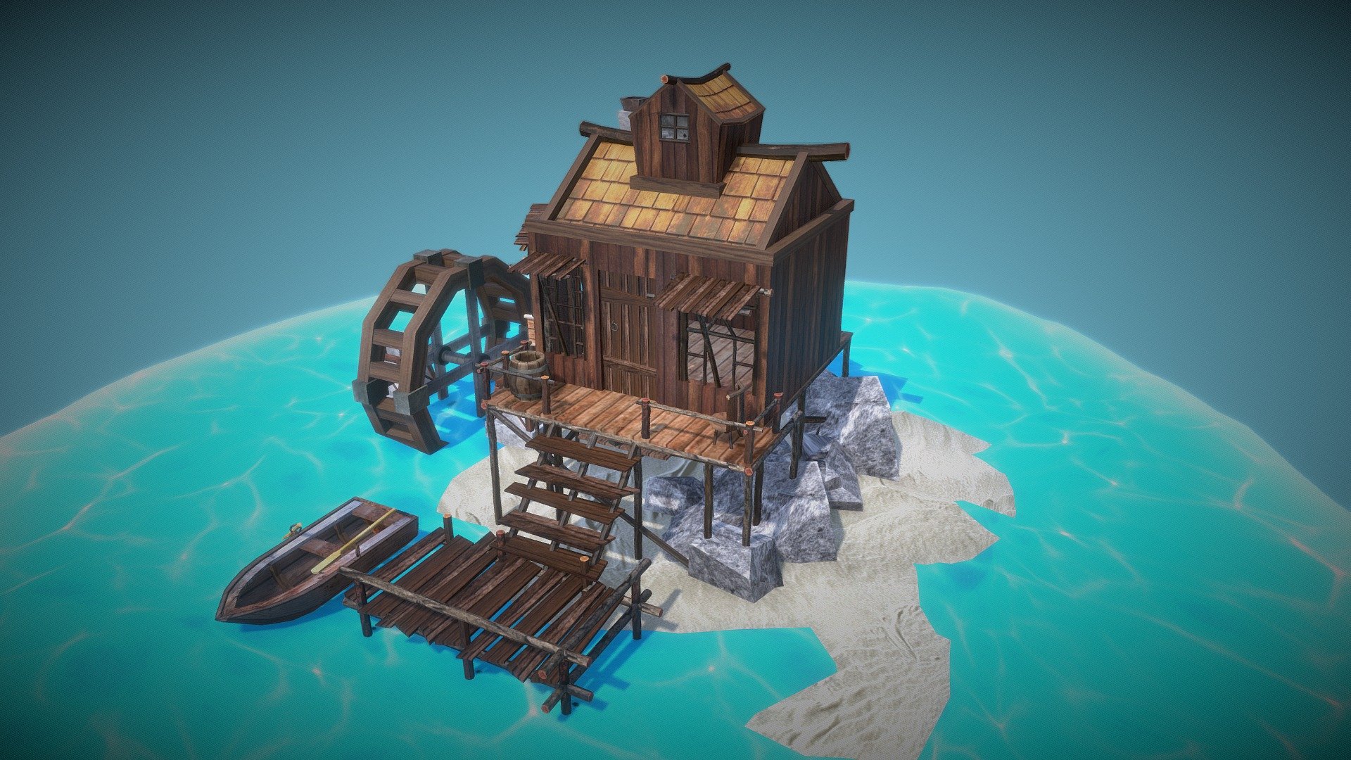Watermill - 3D model by SharpedgeStudio [42838b6] - Sketchfab