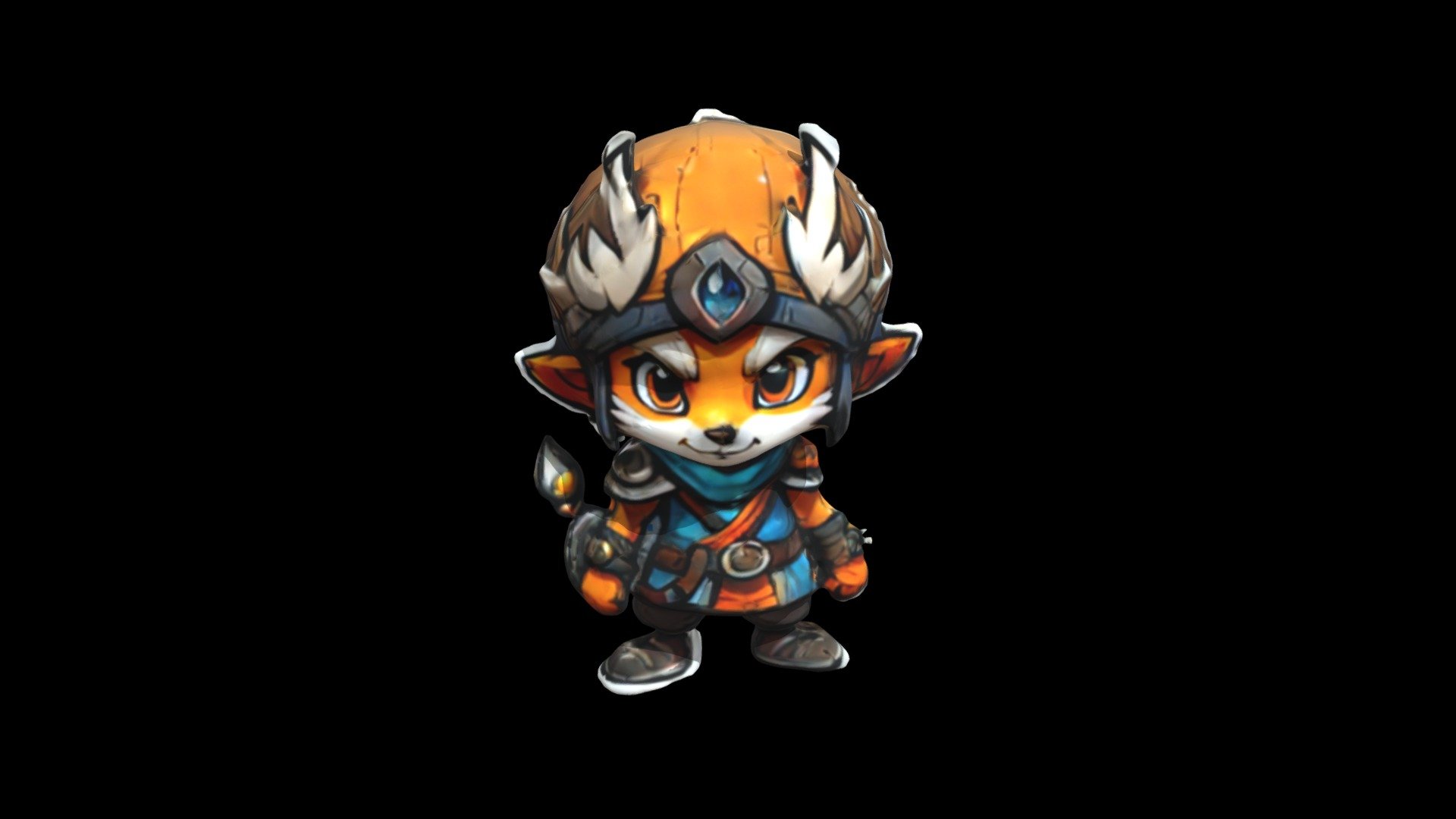 a sticker of a fox wearing a viking hat - Download Free 3D model by ...