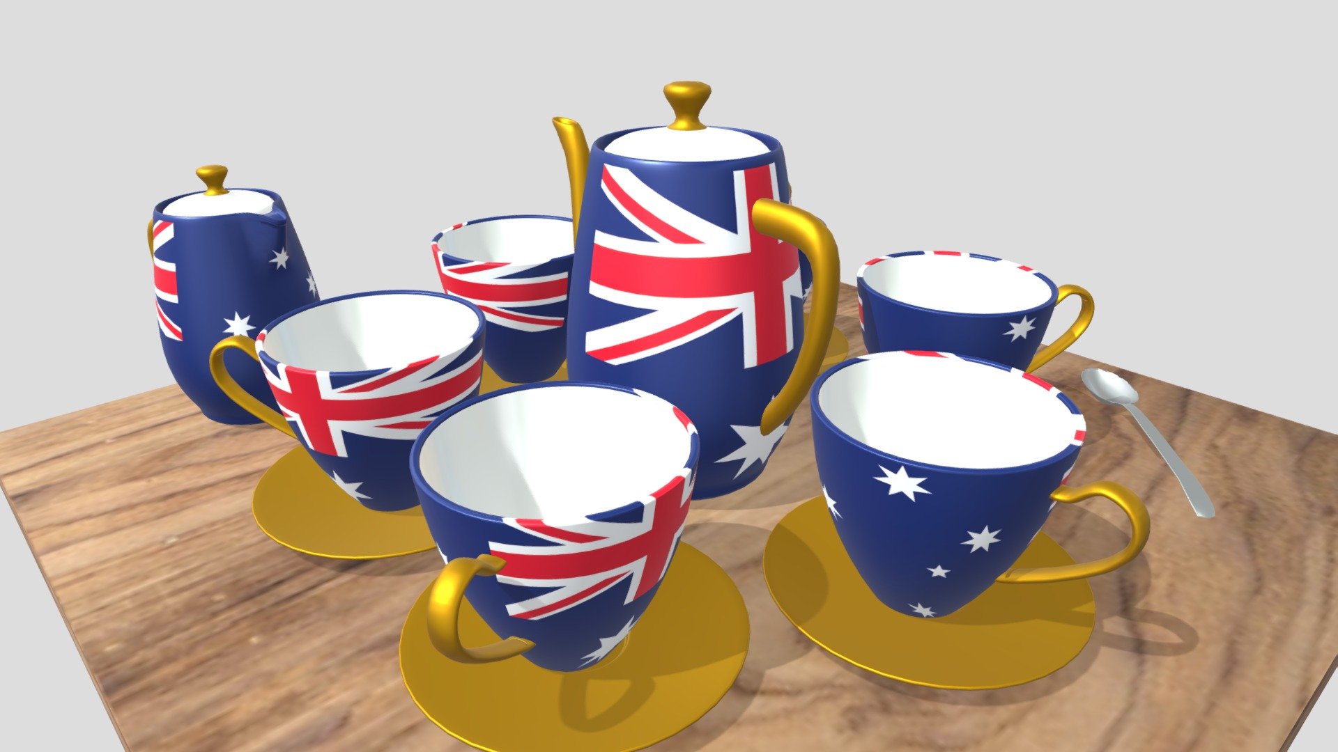 A Tea-set of the Australian flag - 3D model by Where123 [42b2f79 ...