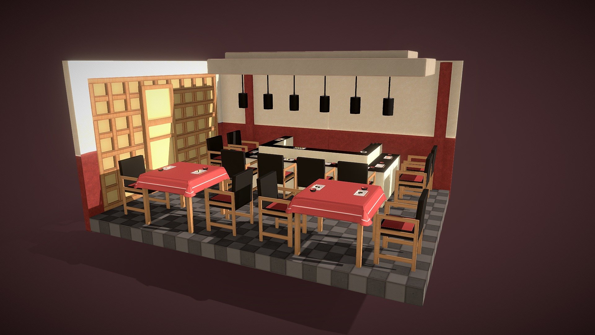 Isometric Sushi Restaurant - 3D model by Setiawati123 [42c423f] - Sketchfab