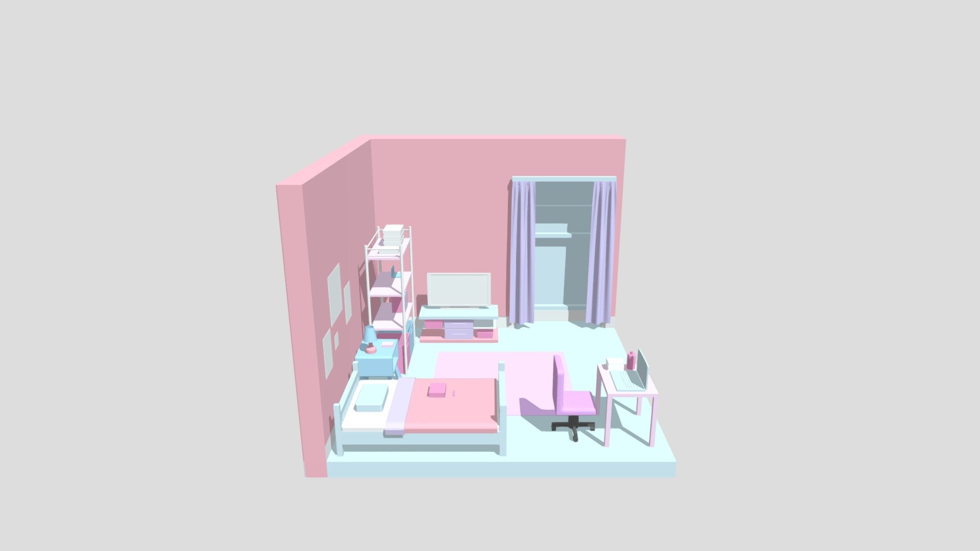 Pink pink room - 3D model by asterli (@hmjh20326) [42d4186] - Sketchfab