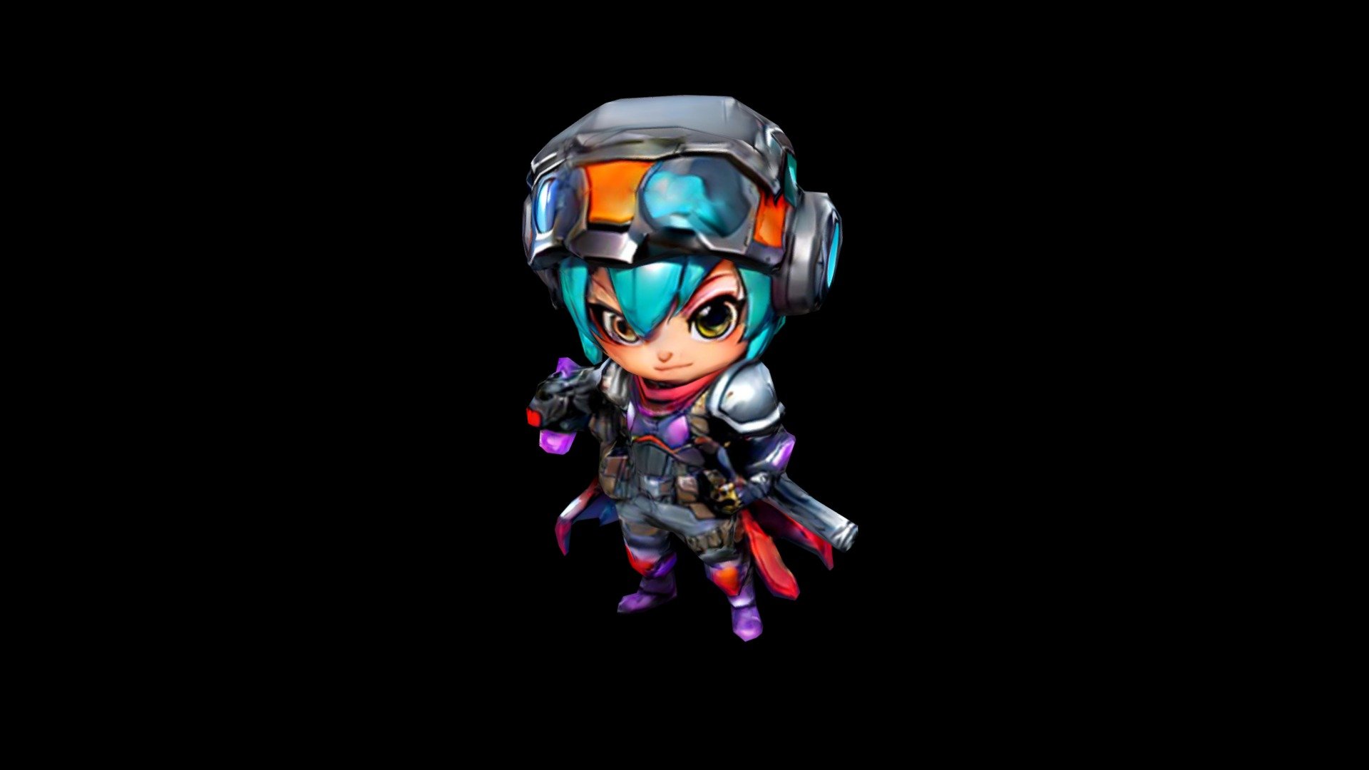 Anime female character with blue hair and goggle - Download Free 3D ...