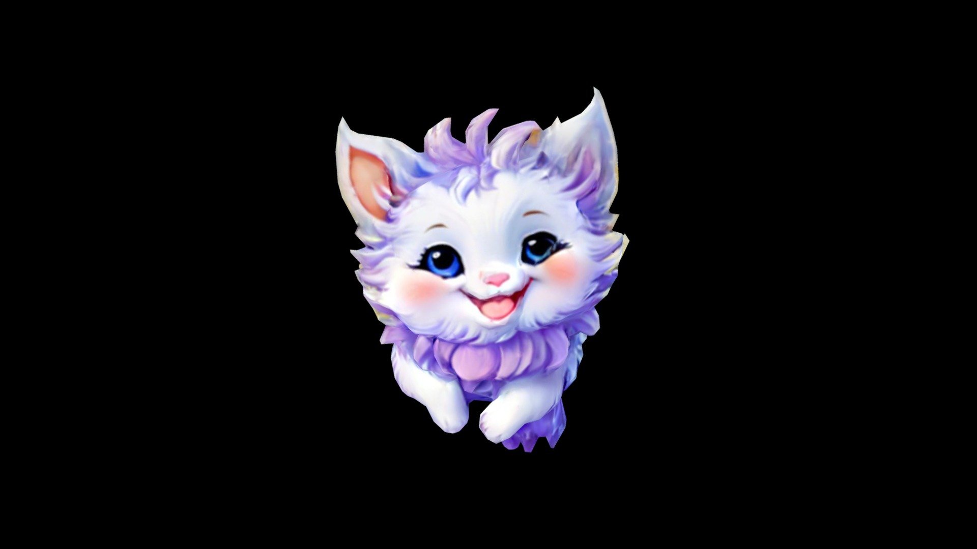 Colorful and adorable, a white and purple kitten - Download Free 3D ...