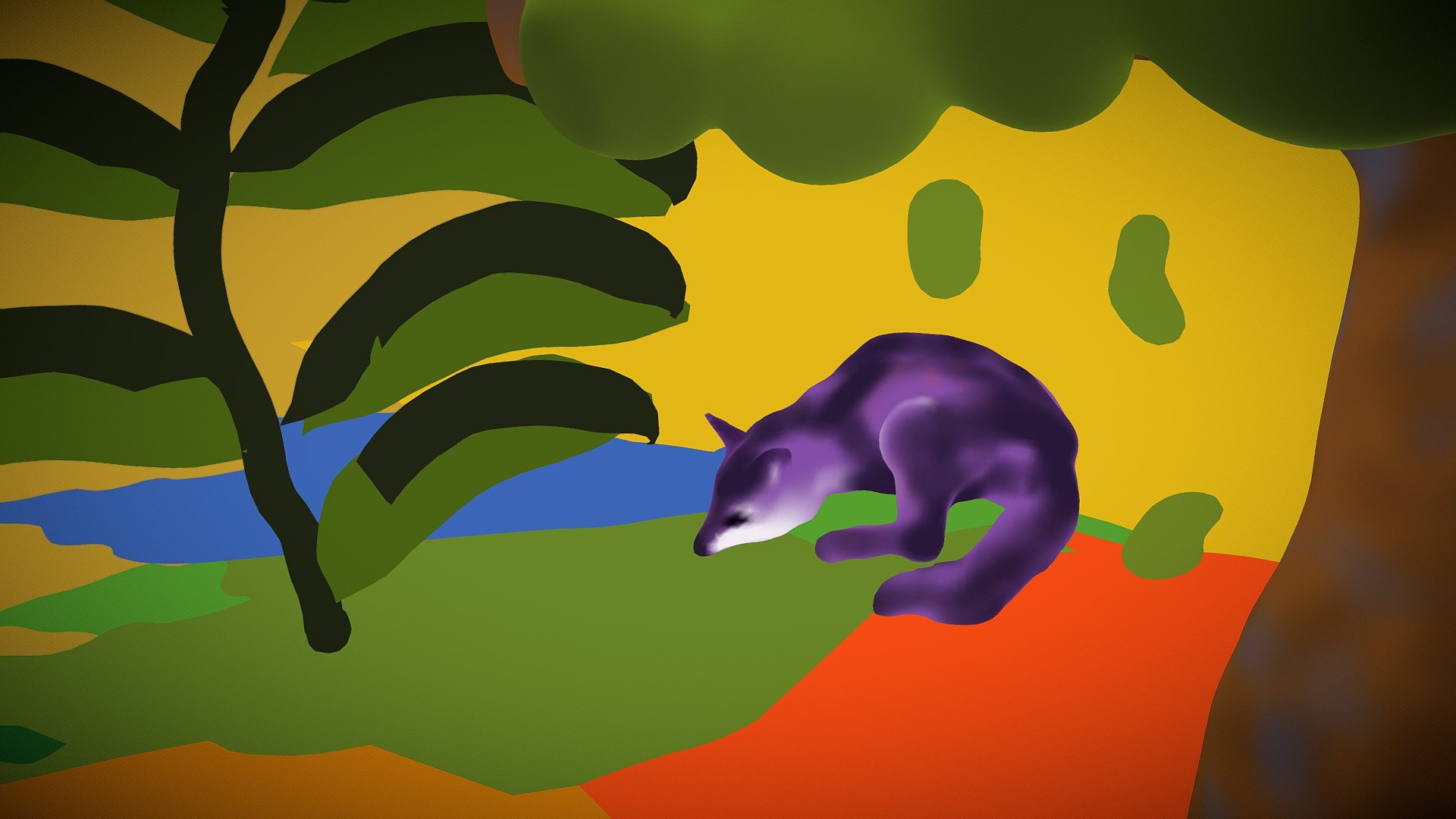 The Blue Fox - Franz Marc - 3D model by kburslam [42f984f] - Sketchfab