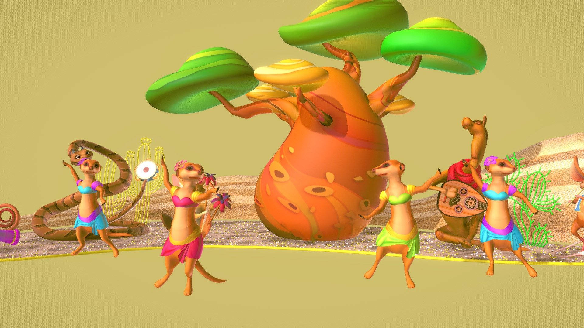 Desert animal party - 3D model by ela71109 [4315b2a] - Sketchfab
