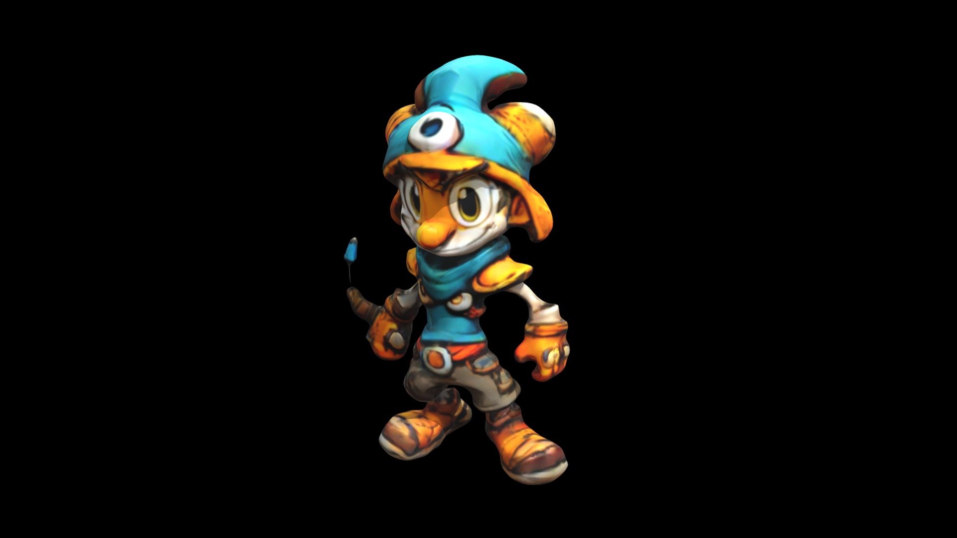 a cartoon character is wearing a blue hat and - Download Free 3D model ...