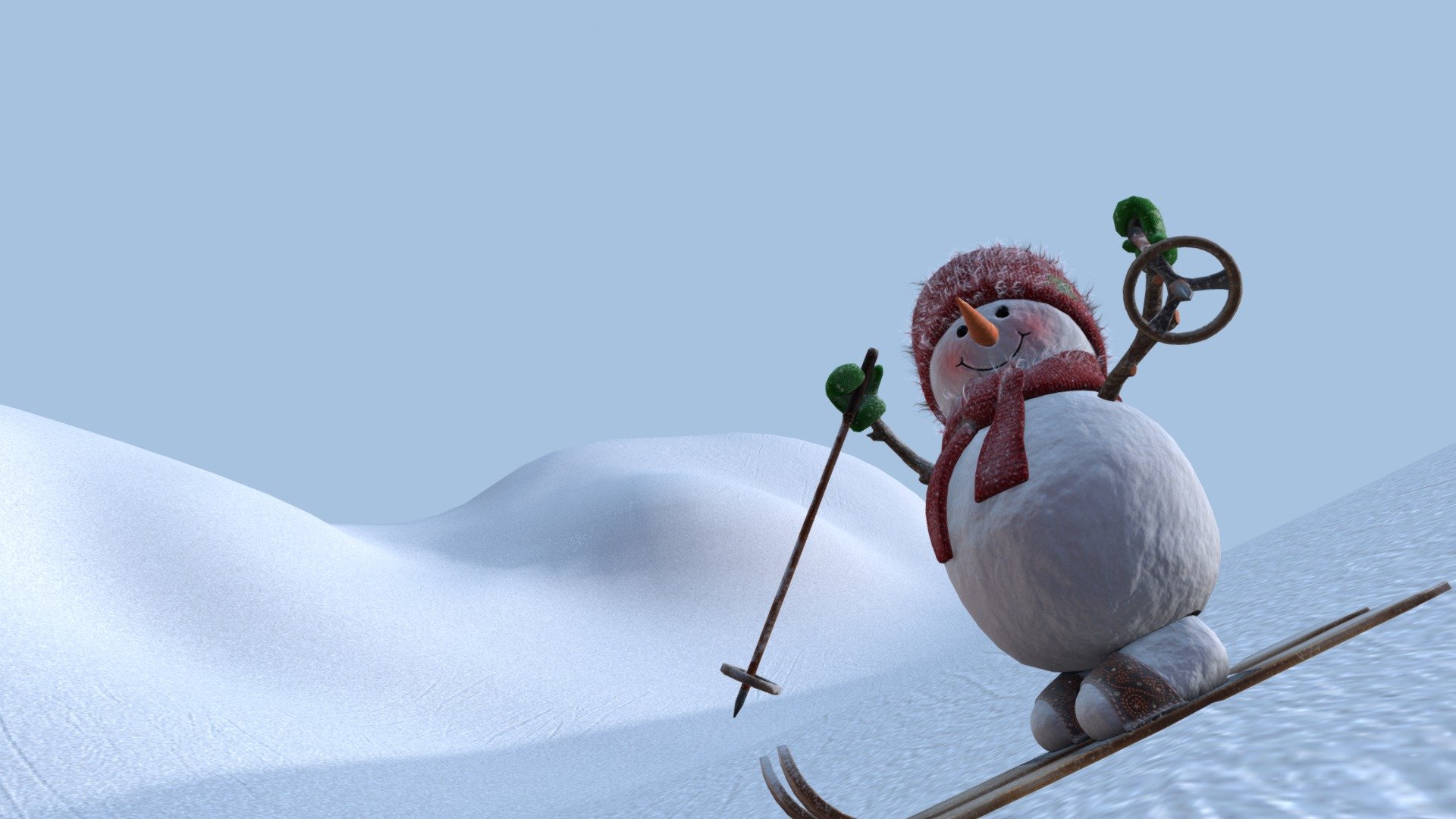 Snowman Skier. Animation-5 Skiing Down - Buy Royalty Free 3D model by ...