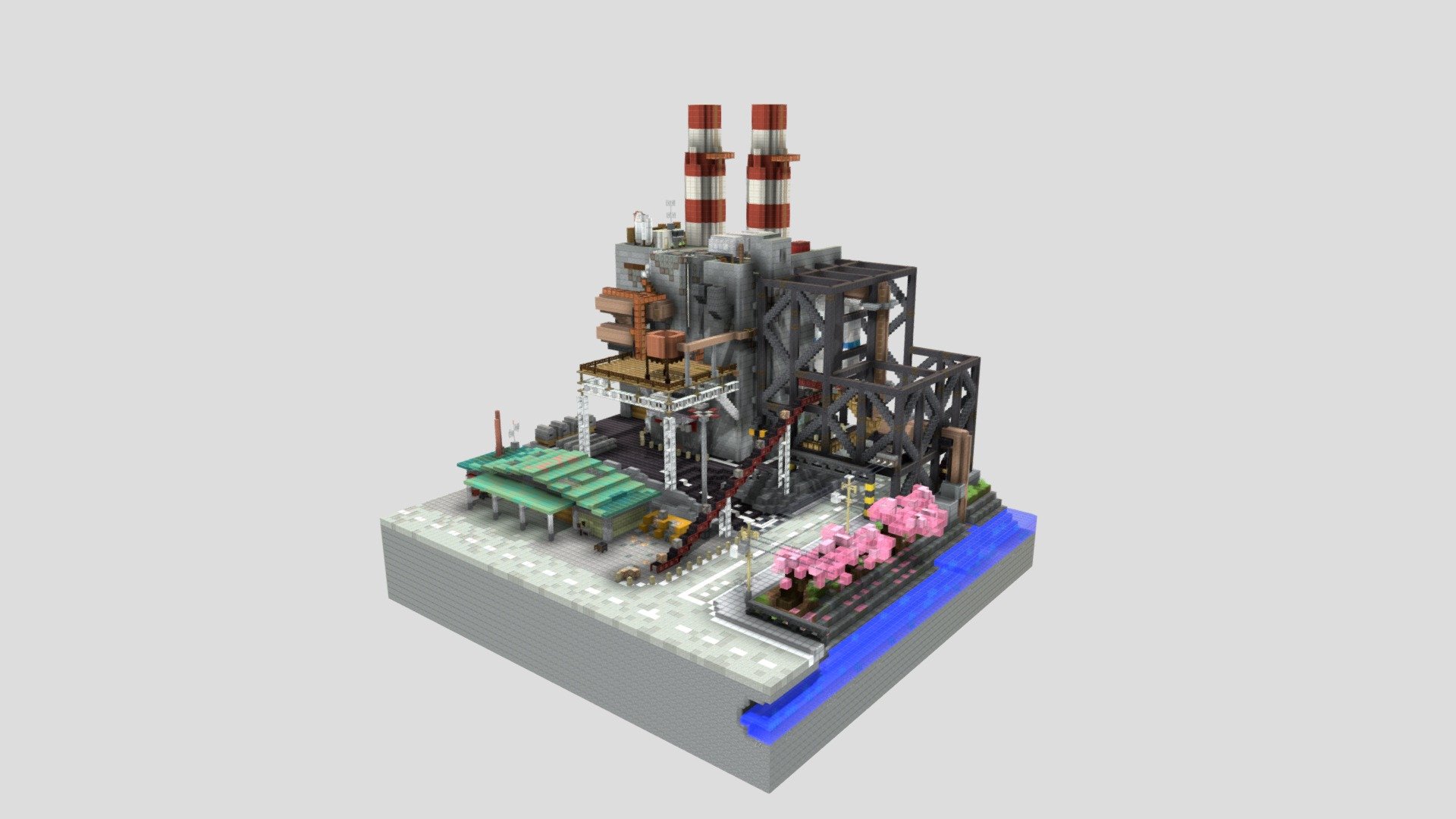 Minecraft Steel Factory - 71x71 plot - 3D model by Ureka [43464dc ...