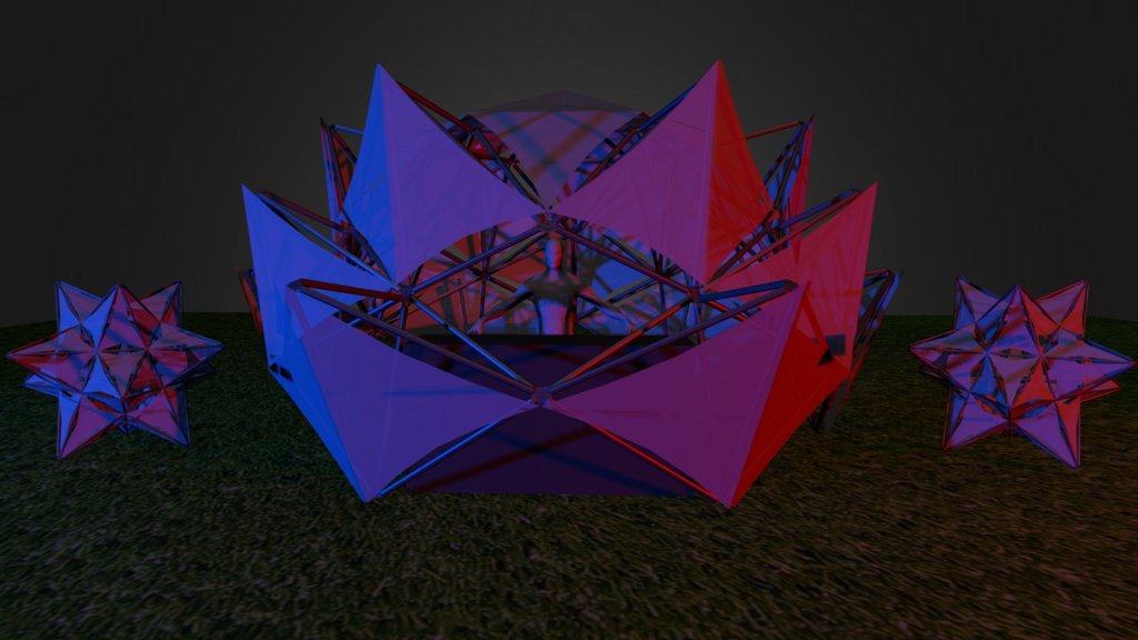 20ft Lotus Flower DJ booth with 2 Geodesic Stars - 3D model by Brian ...