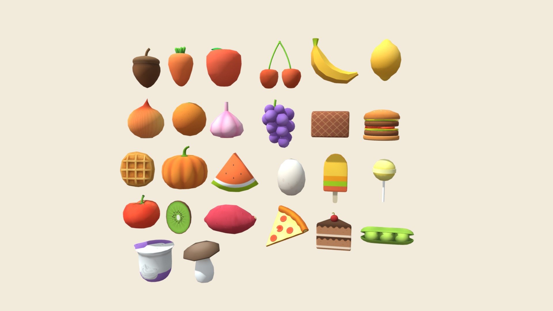 3D Props - Adorable Foods - Download Free 3D model by layerlab [4377b5b ...