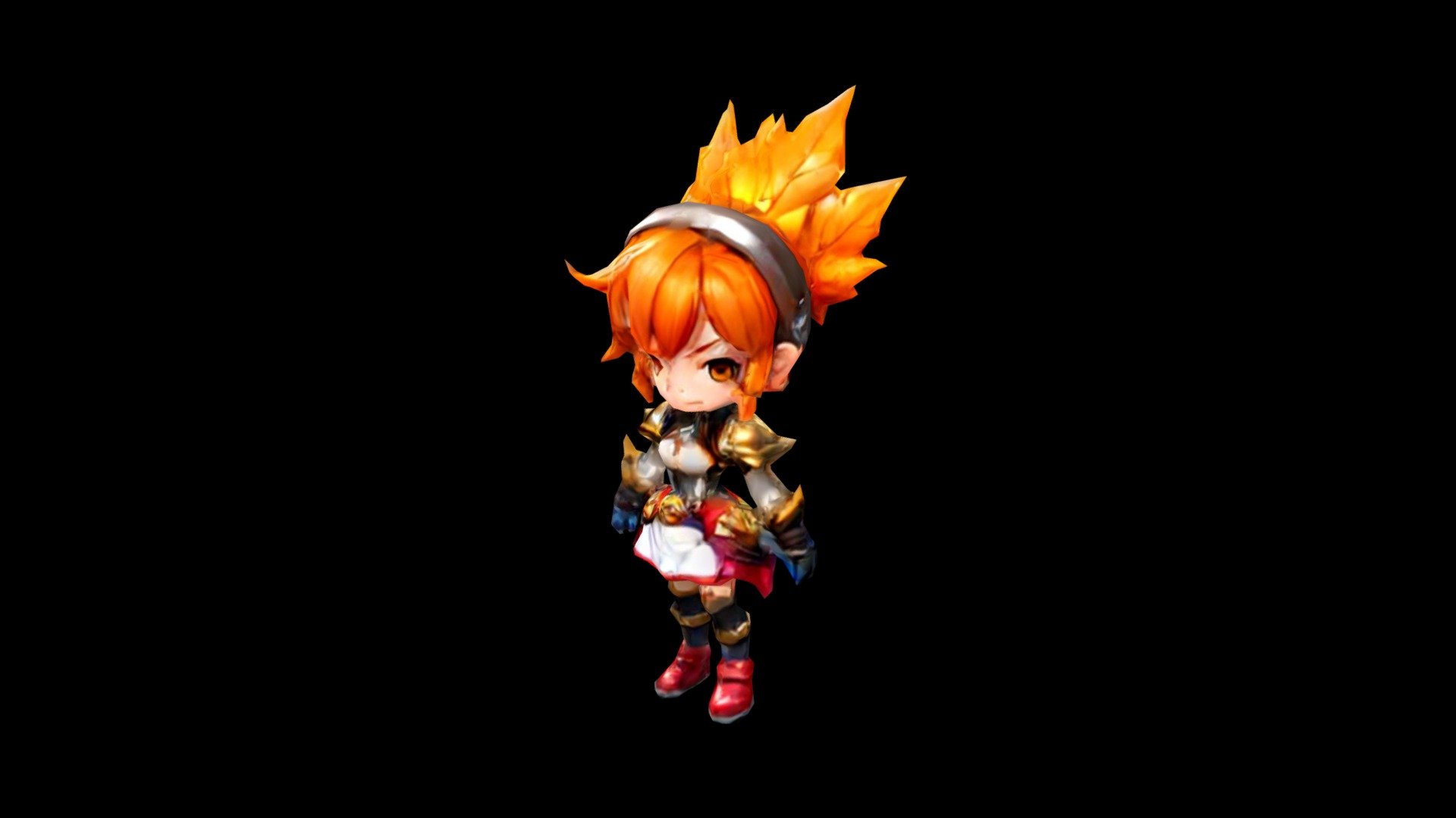 A chibi style character with orange hair and yel - Download Free 3D ...