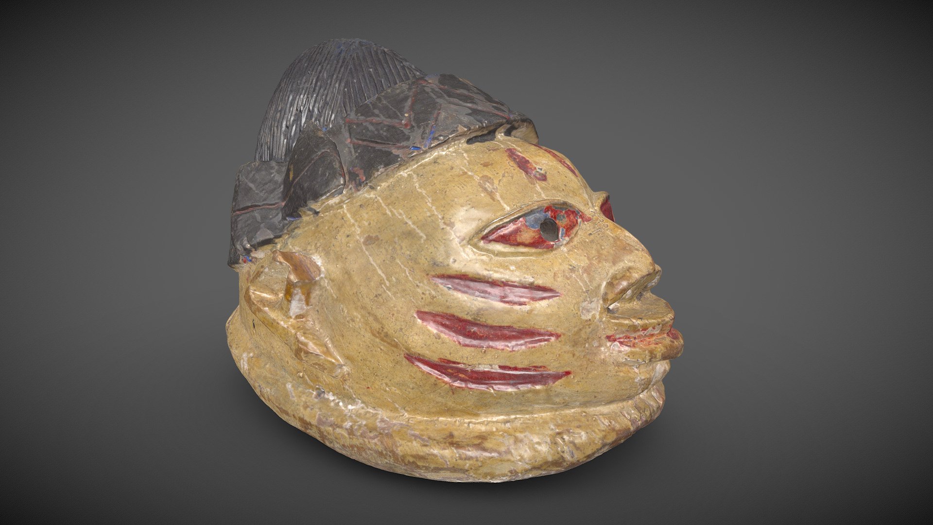 Masque guélédé coiffé d'un casque - Download Free 3D model by Alienor.org, Conseil des musées ...