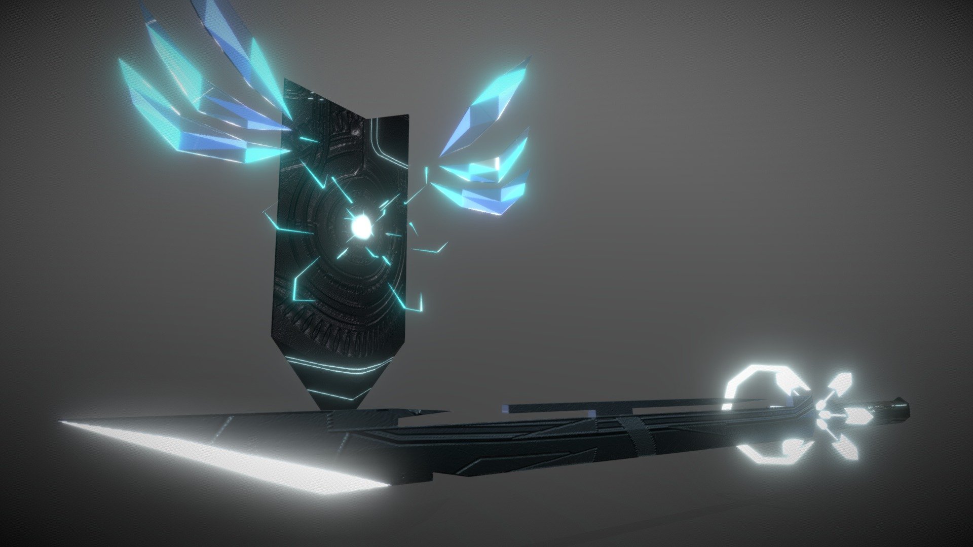 PROJECT:ICE//Future-tech themed sword&shield - 3D model by Meowsaki ...
